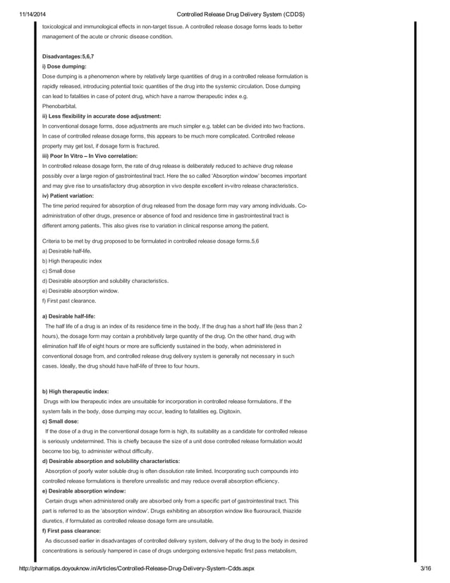 Controlled release drug delivery system (cdds)articlee | PDF