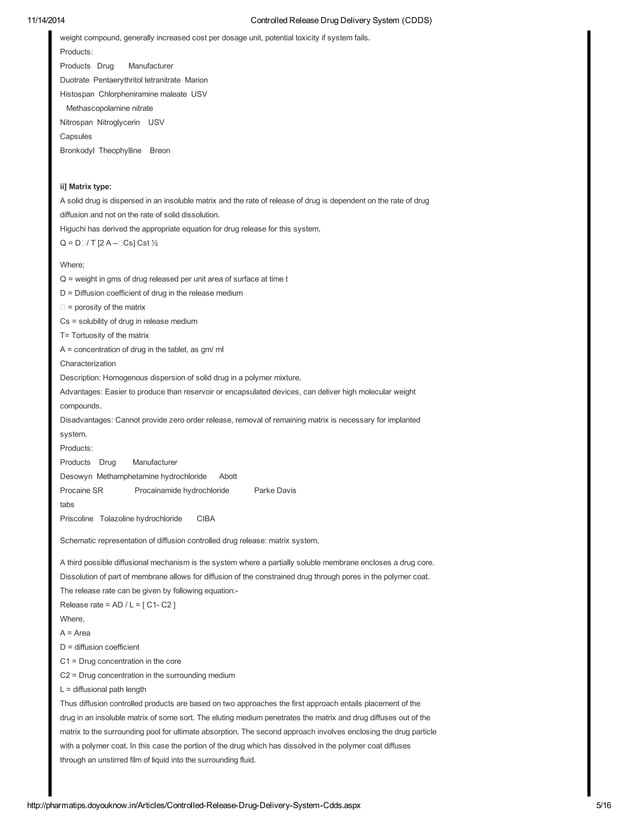 Controlled release drug delivery system (cdds)articlee | PDF