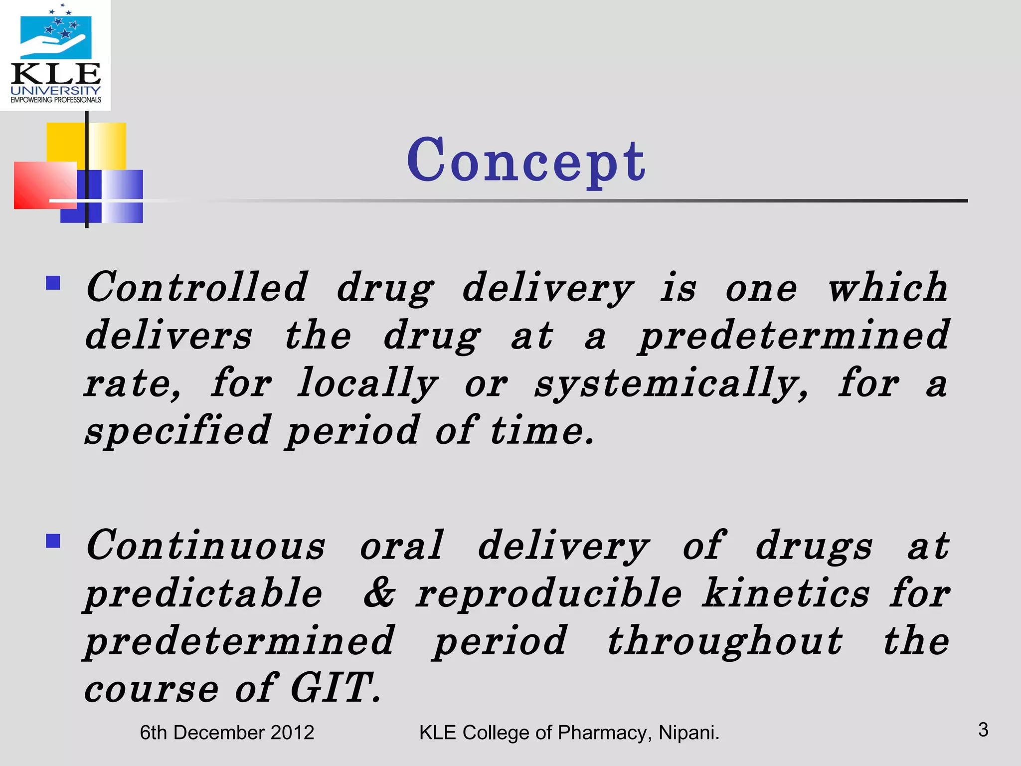 Controlled release oral drugd elivery systems | PPT
