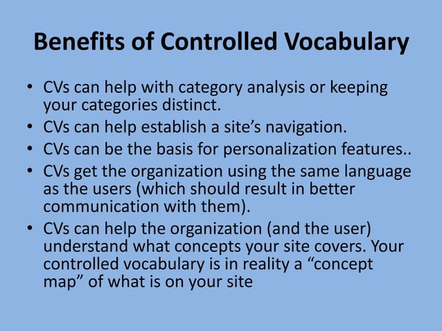 Controlled Vocabulary | PPTX | Web Development | Internet