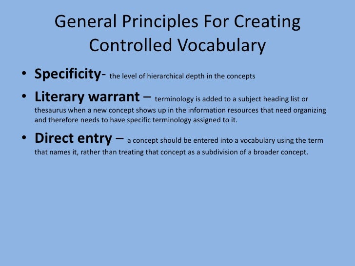 Controlled Vocabulary