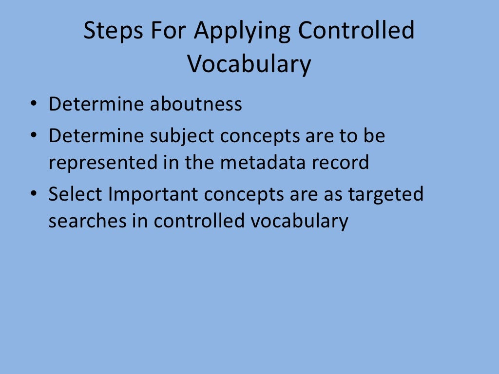 Controlled Vocabulary