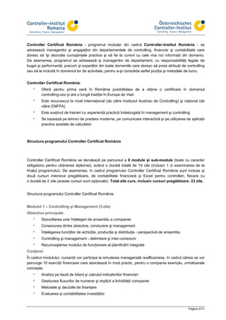 Controller Certificat 2012 Ro | PDF