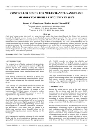 Controller design for multichannel nand flash memory for higher efficiency in ssd’s | PDF