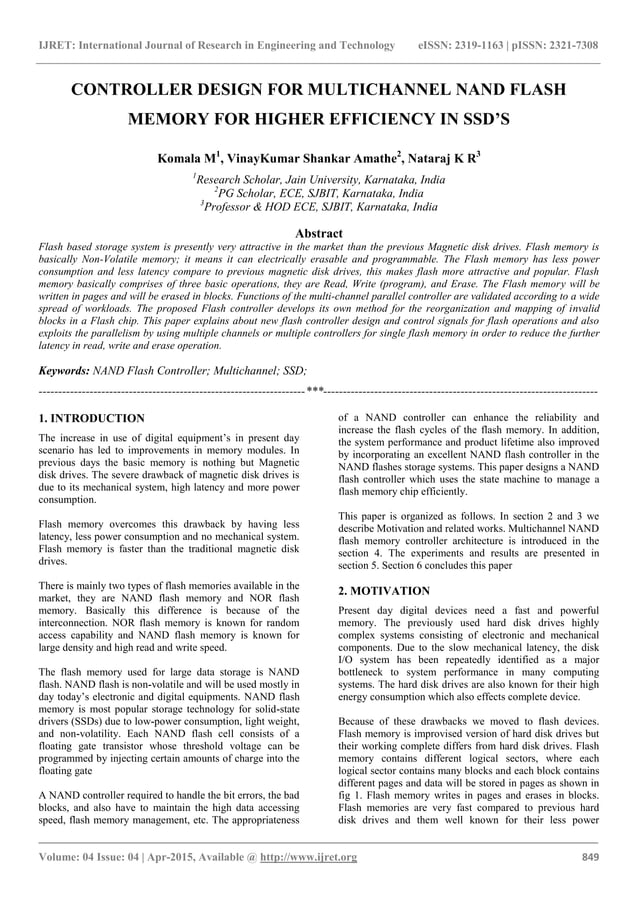 Controller design for multichannel nand flash memory for higher ...