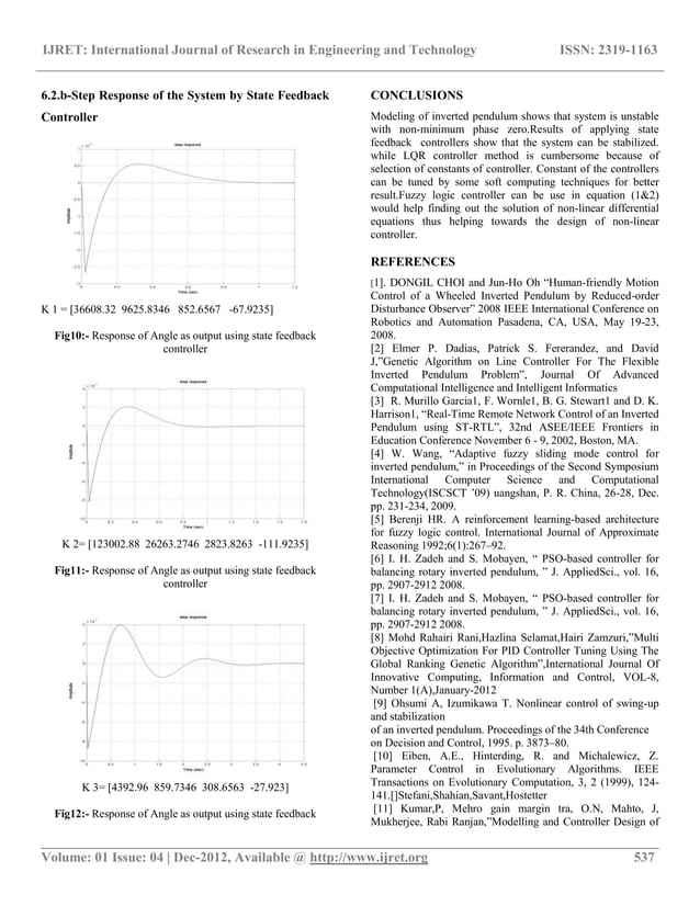 Controller design of inverted pendulum using pole placement and lqr | PDF