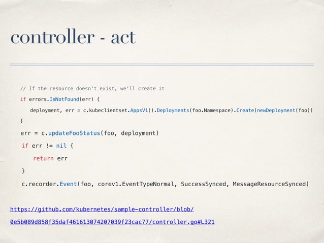Brief intro to K8s controller and operator | PDF