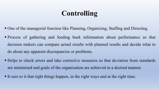 Controlling-Type, Process, Barriers &Techniques | PPTX | Business Accounting & Finance | Business