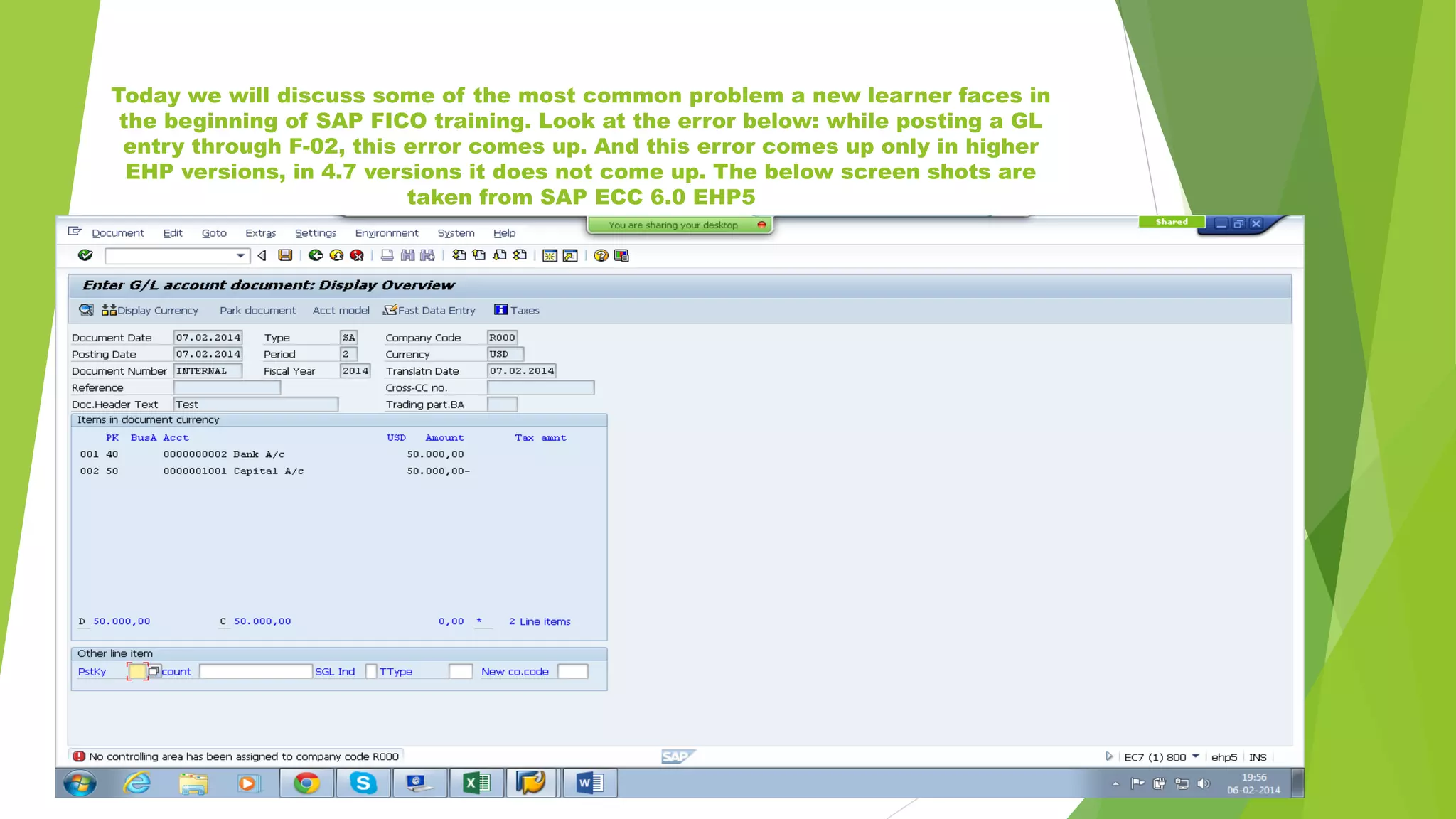 Controlling area issue in sap fico | PPT