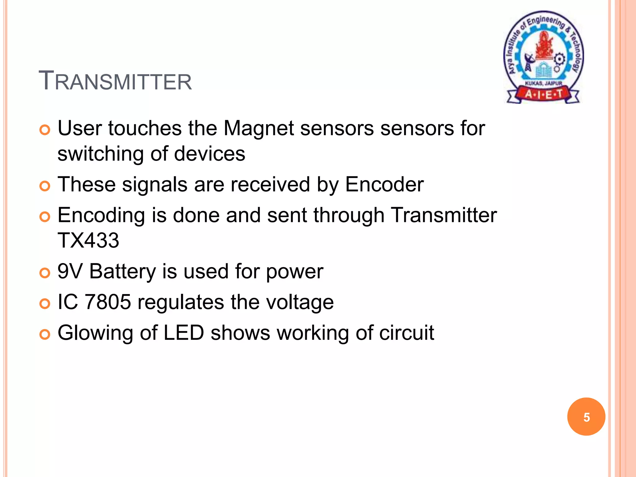 Controlling Home Appliances Using Magnet Sensors | PPT