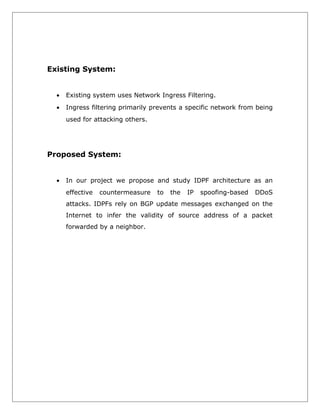 Controlling ip spoofing through inter domain packet filters(synopsis ...