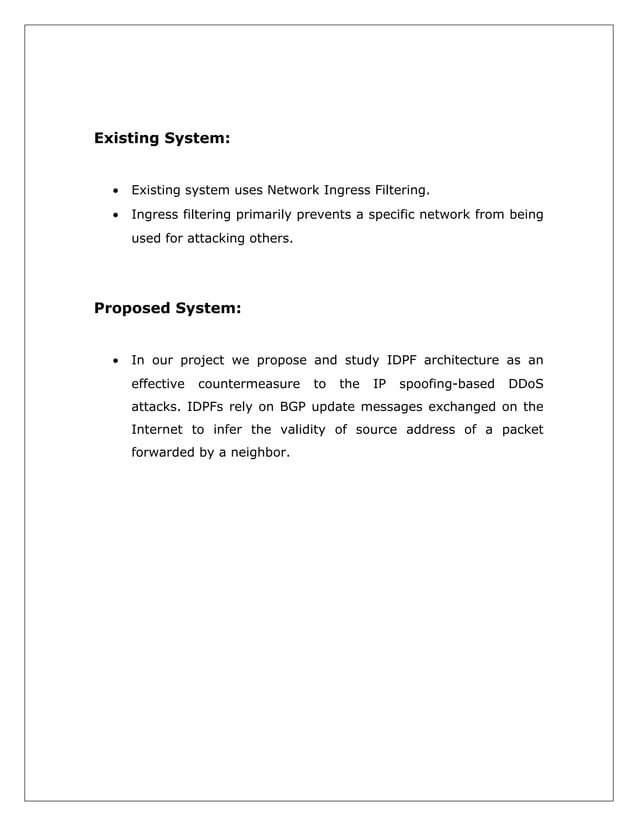 Controlling Ip Spoofing Through Inter Domain Packet Filterssynopsis Pdf