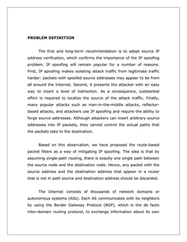 Controlling ip spoofing through inter domain packet filters(synopsis) | PDF
