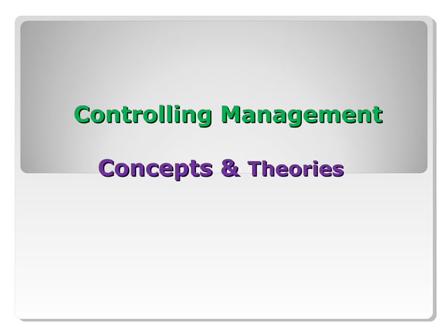 Controlling management | PPT