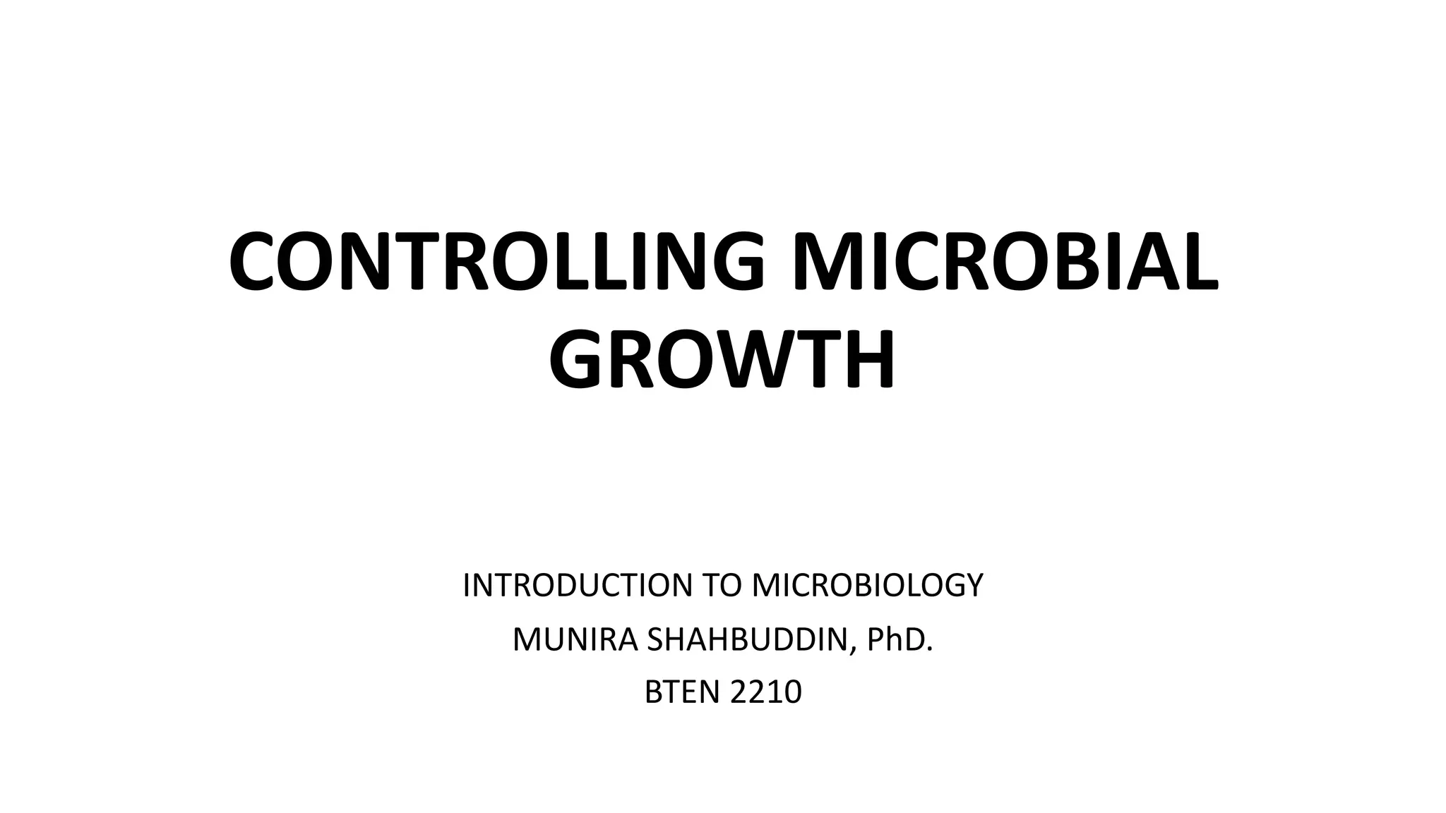 Controlling microbial growth in vitro | PDF