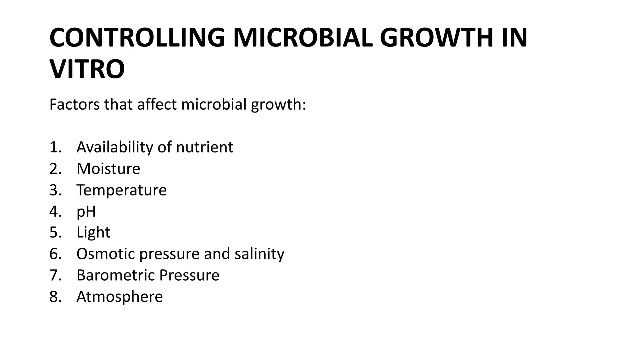 Controlling microbial growth in vitro | PDF