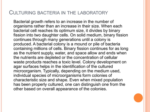 Controlling microbial growth in vitro | PPTX