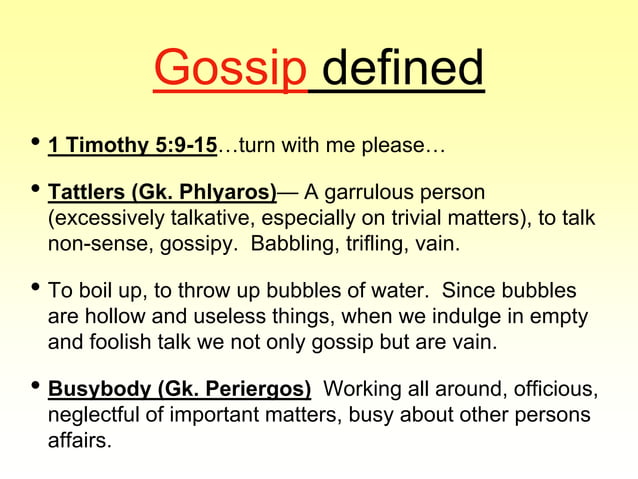 Controlling our Tongue (Gossip) | PPT