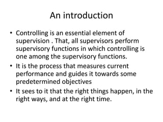 CONTROLLING PROCESS IN SUPERVISION | PPTX