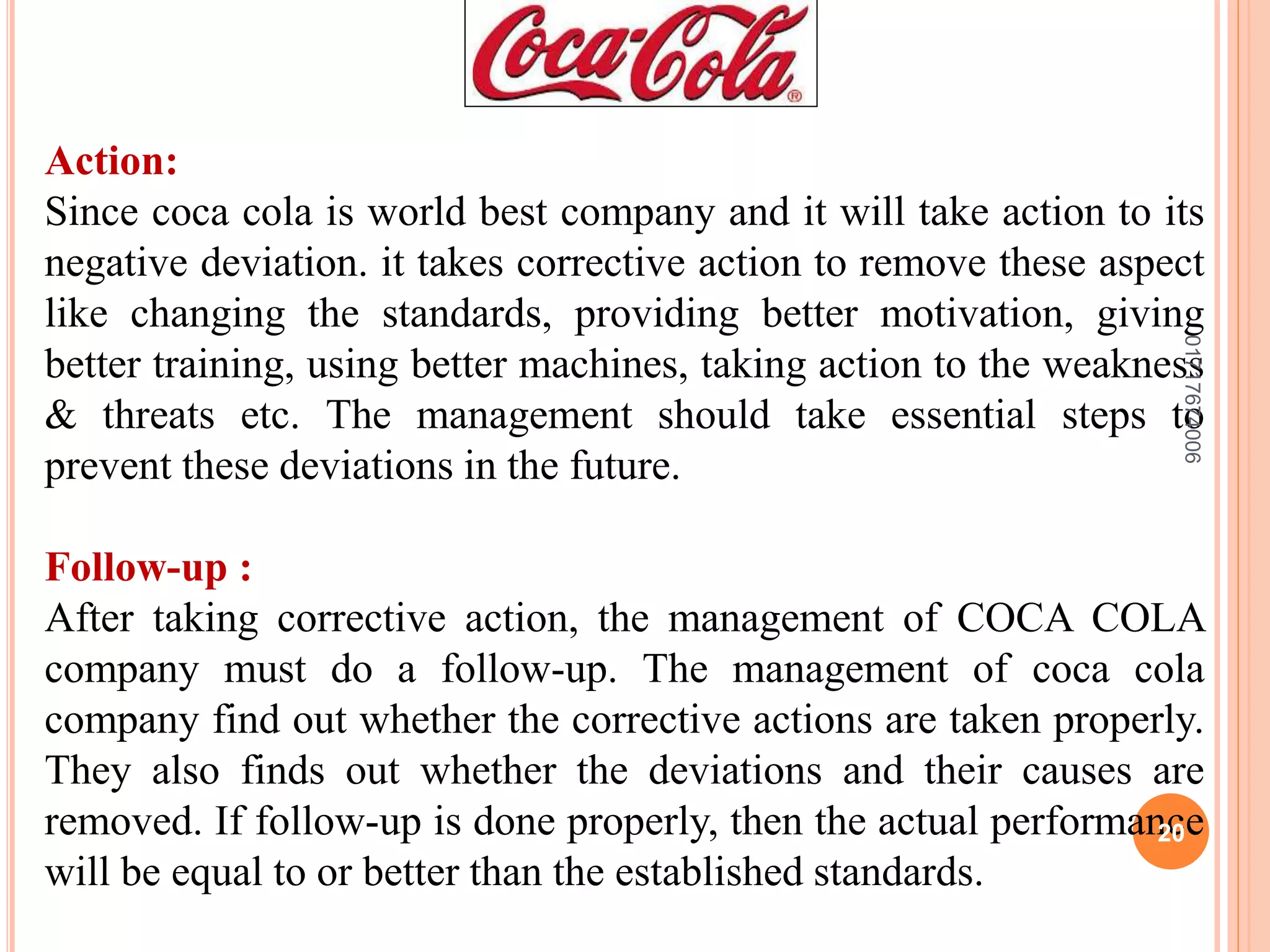 Controlling process of coca cola company | PPTX