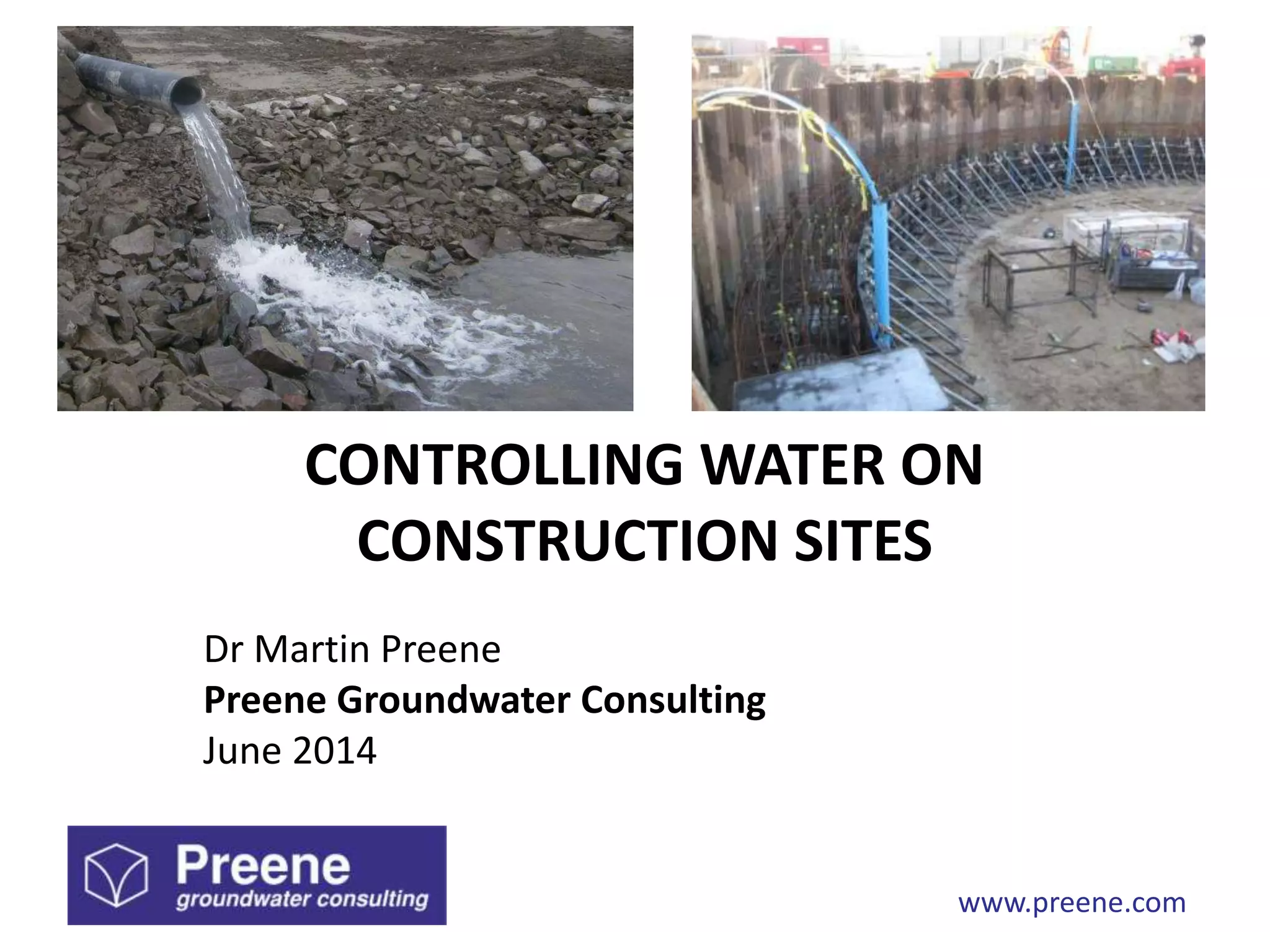 Controlling Water On Construction Sites | PPTX