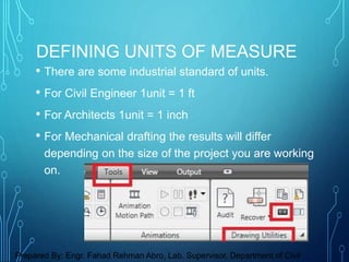 CONTROLLINING DRAWING UNITS in AutoCad | PPTX