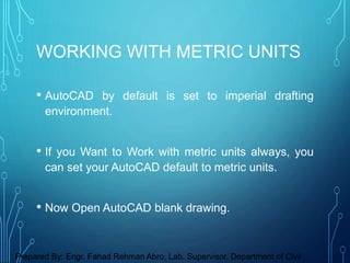 CONTROLLINING DRAWING UNITS in AutoCad | PPTX