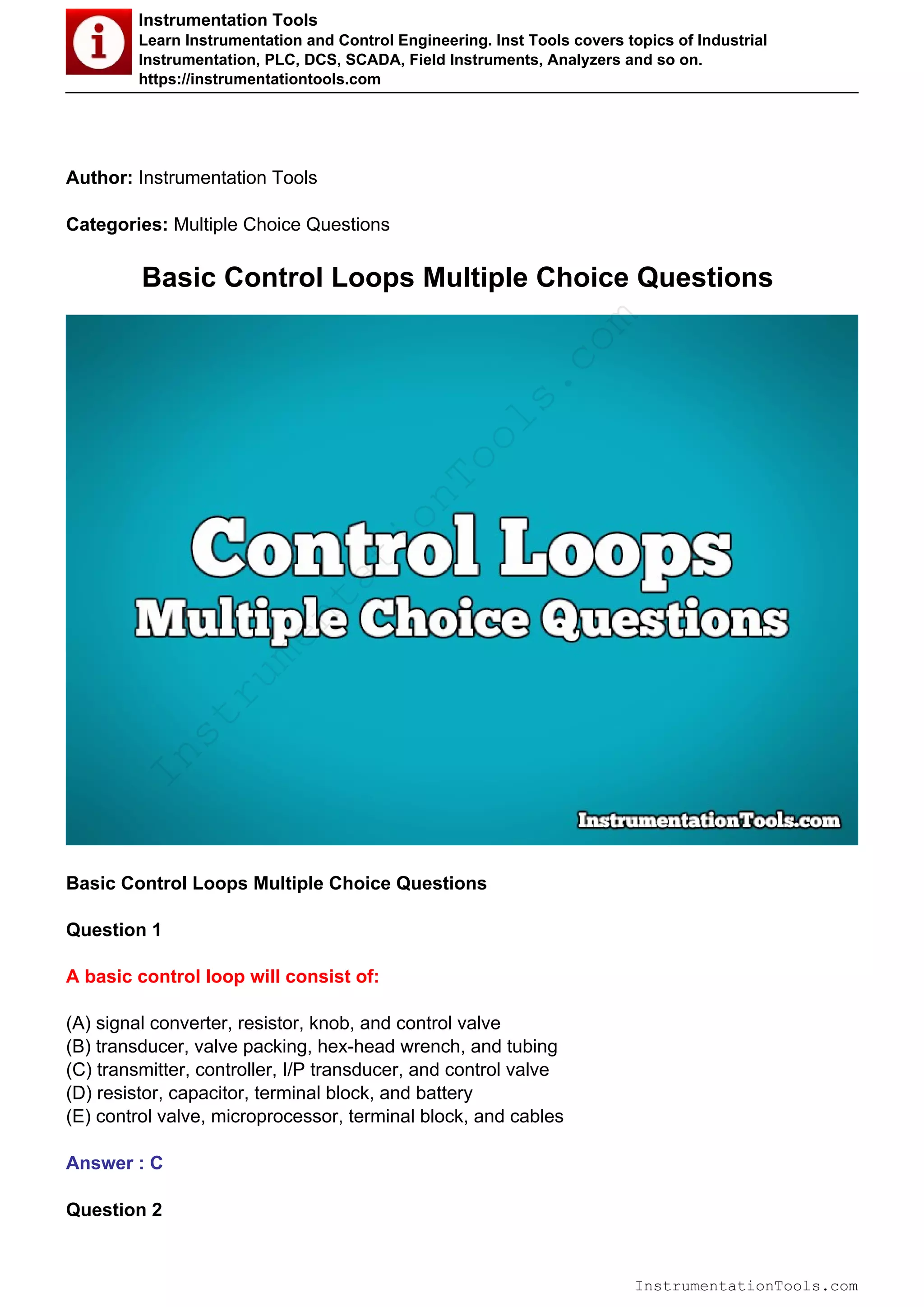 Control loops MCQ | PDF