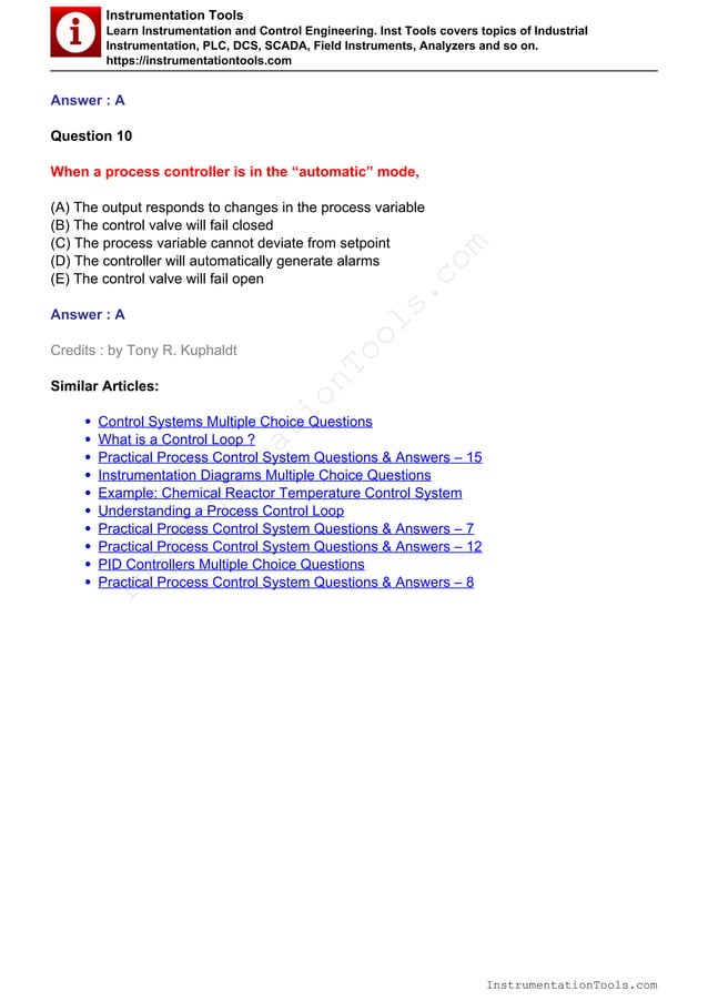 Control loops MCQ | PDF