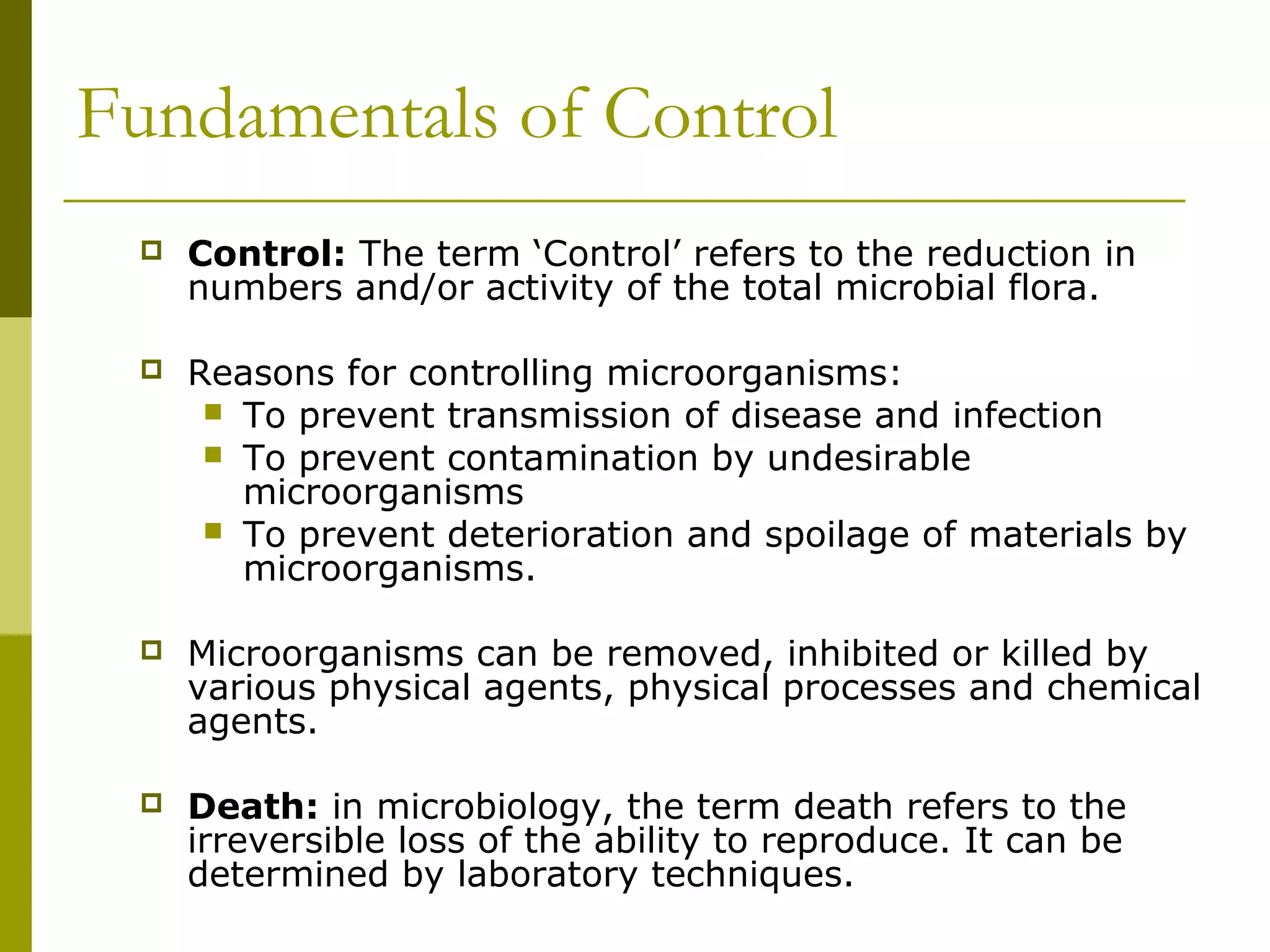 Fundamentals of Control of Microorganisms | PPT