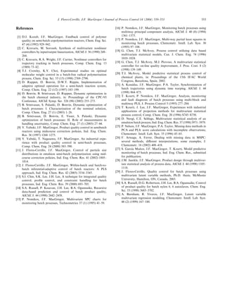 Control of batch product quality by trajectory manipulation using latent variable models | PDF
