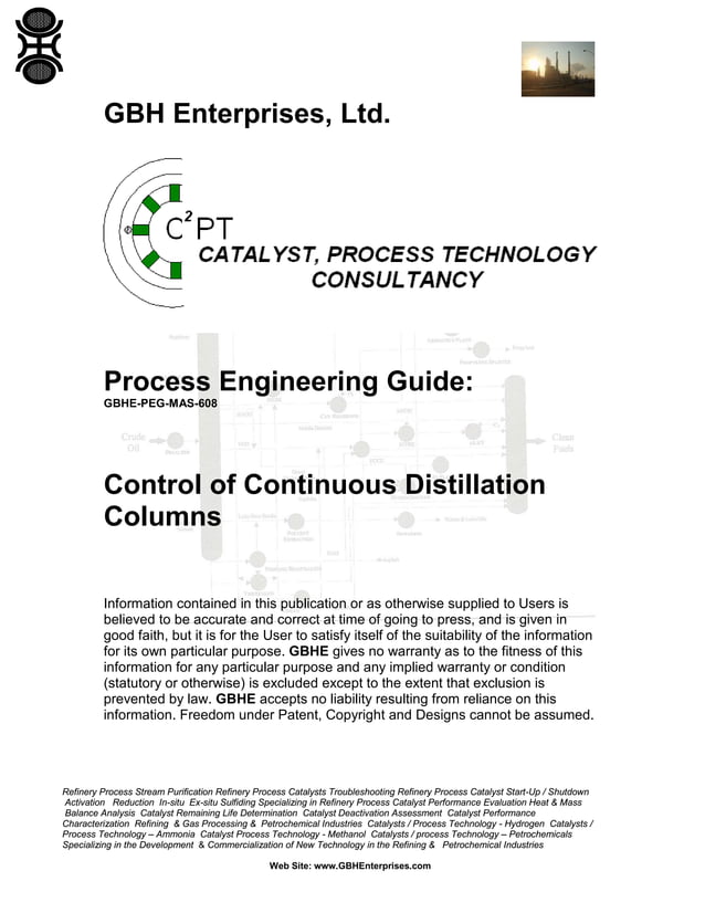 Control of Continuous Distillation Columns | PDF
