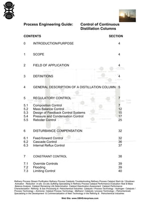 Control of Continuous Distillation Columns | PDF