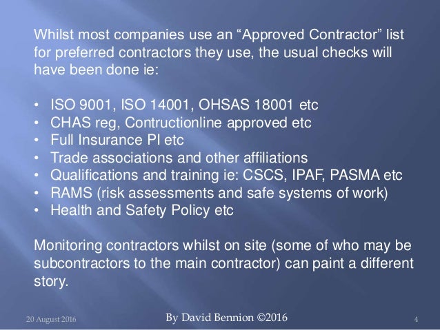 Control of Contractors on Site - Aug 2016