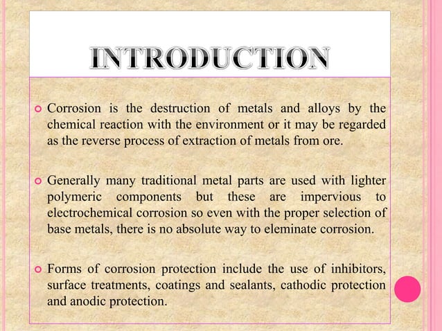 Control of corrosion on underwater piles | PPTX | Chemistry | Science