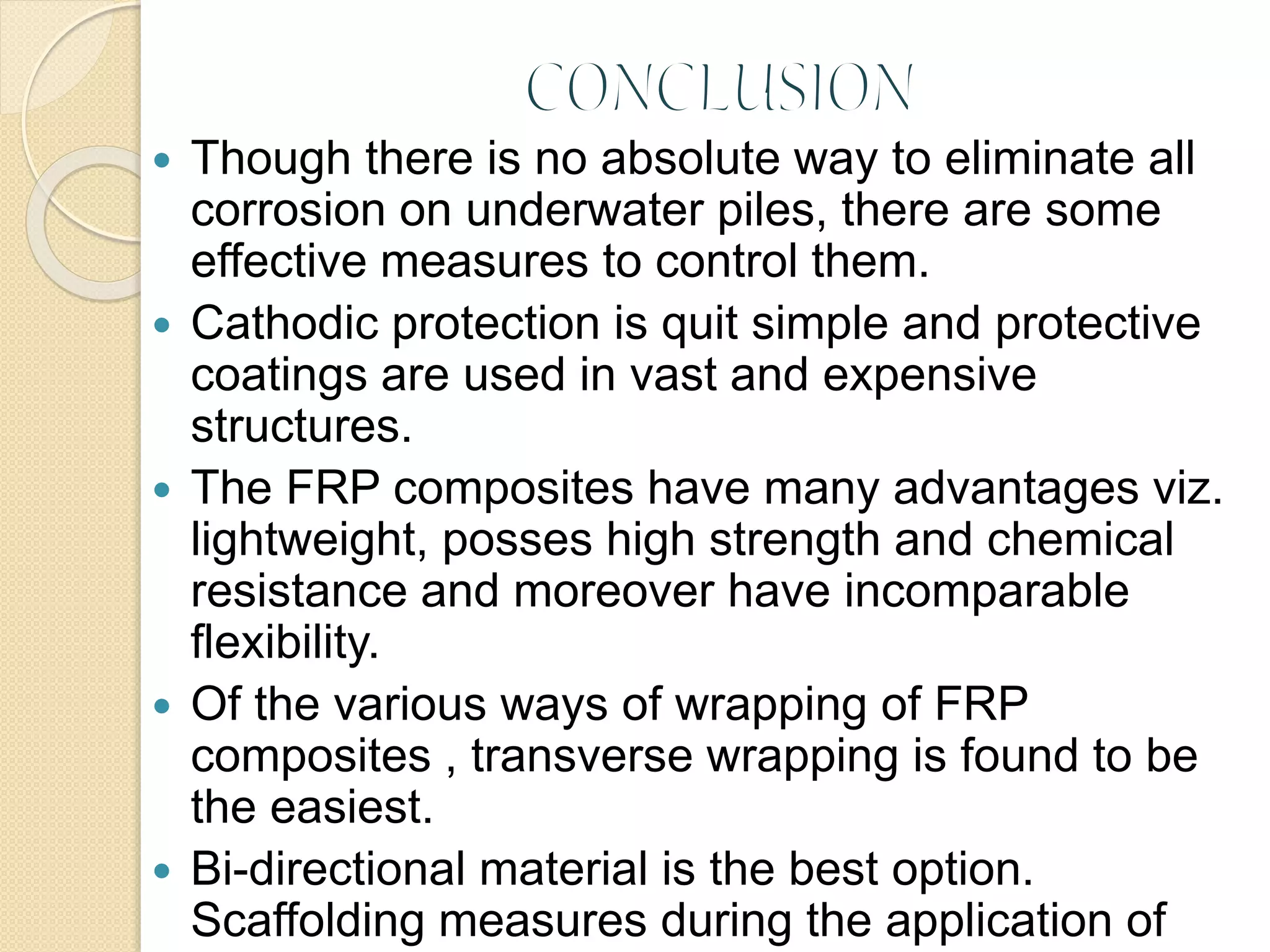 Control of corrosion on underwater piles ppt | PPTX