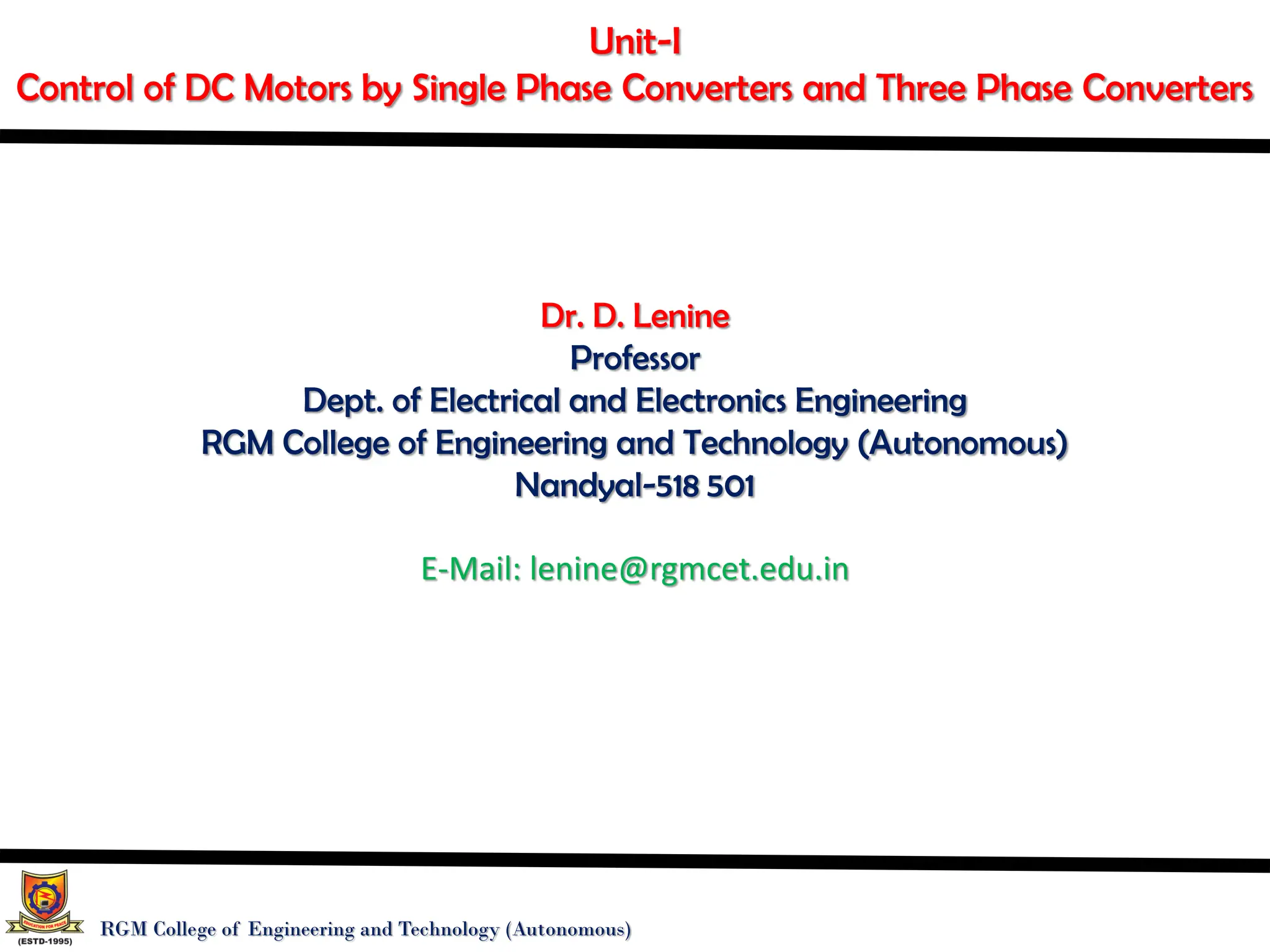 Control of DC Motors by Single Phase Converters and Three Phase ...