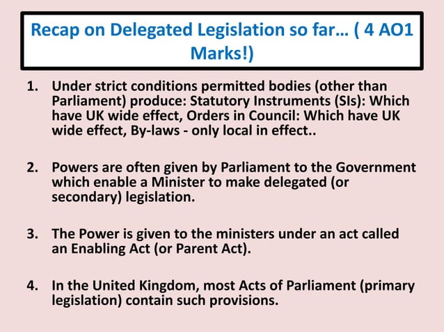 Control of Delegated Legislation | PPTX