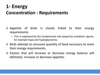 Control of feed and water intake in poultry | PPTX