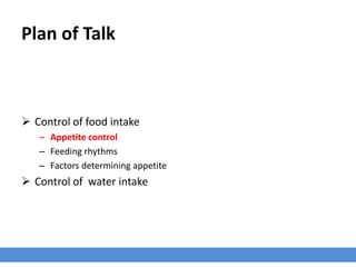 Control of feed and water intake in poultry | PPT