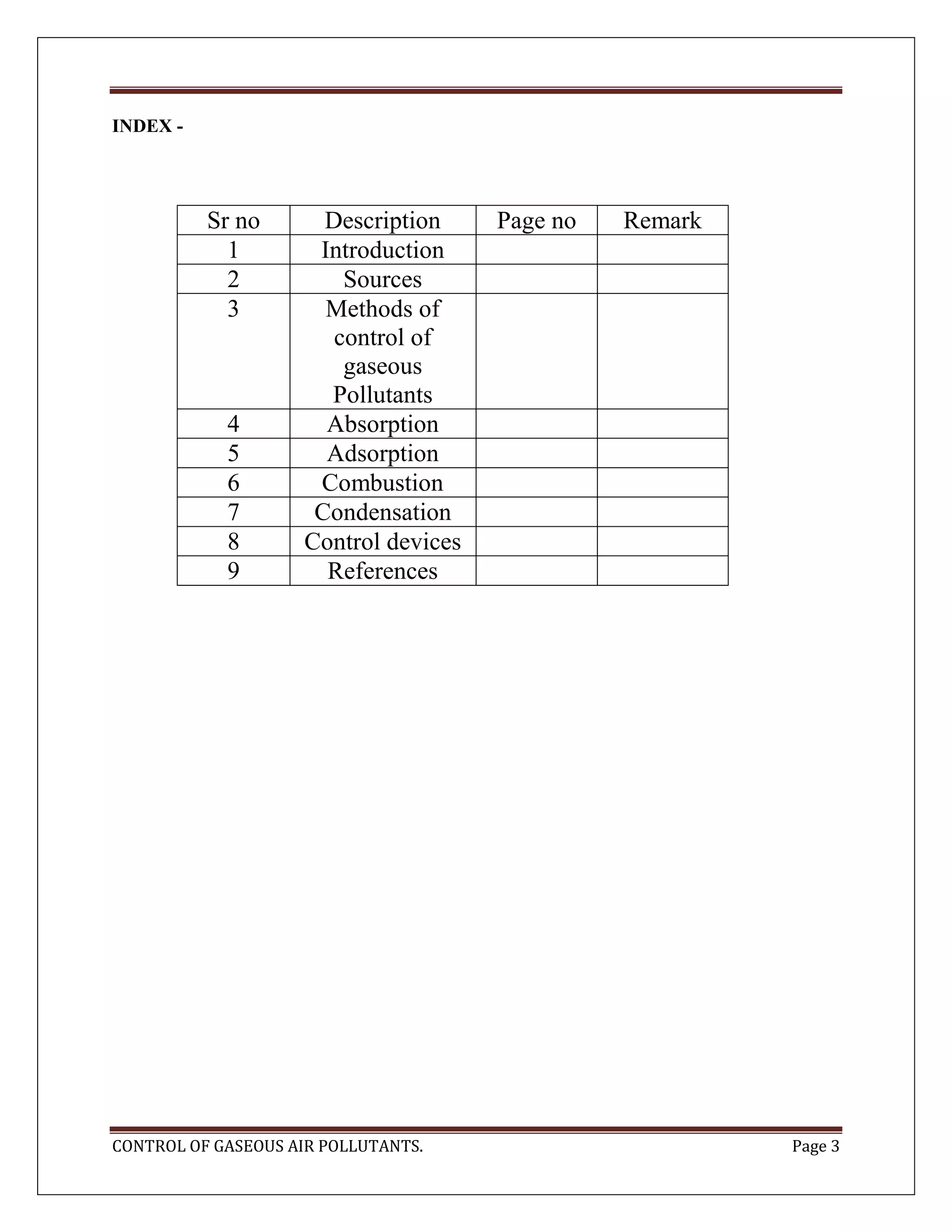 Control of Gaseous Pollutants | DOCX