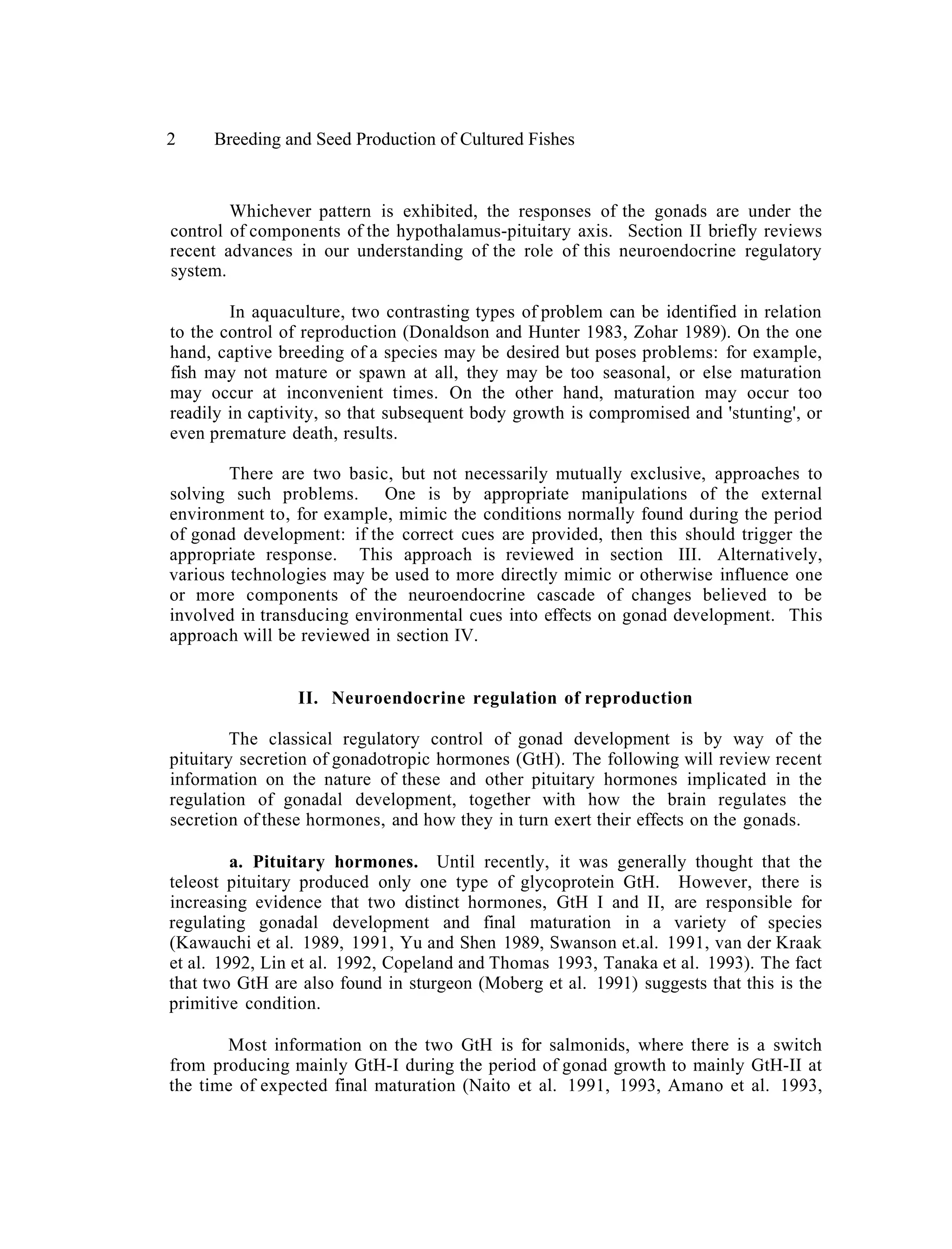 Control of gonad growth, maturation and spawning in teleost fish a | PDF