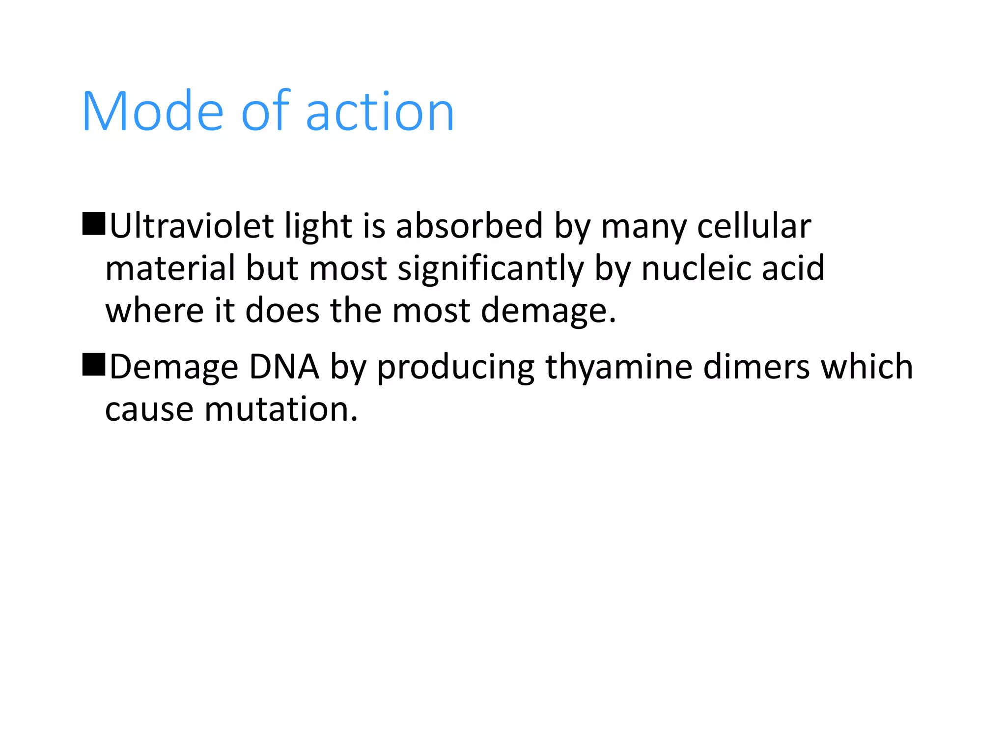 Control of micro organisms by radiations. | PPTX