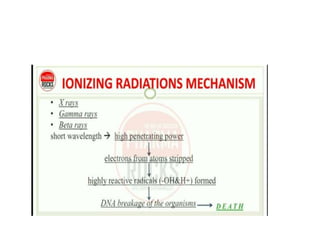 Control of micro organisms by radiation and how radiations are lethal ...