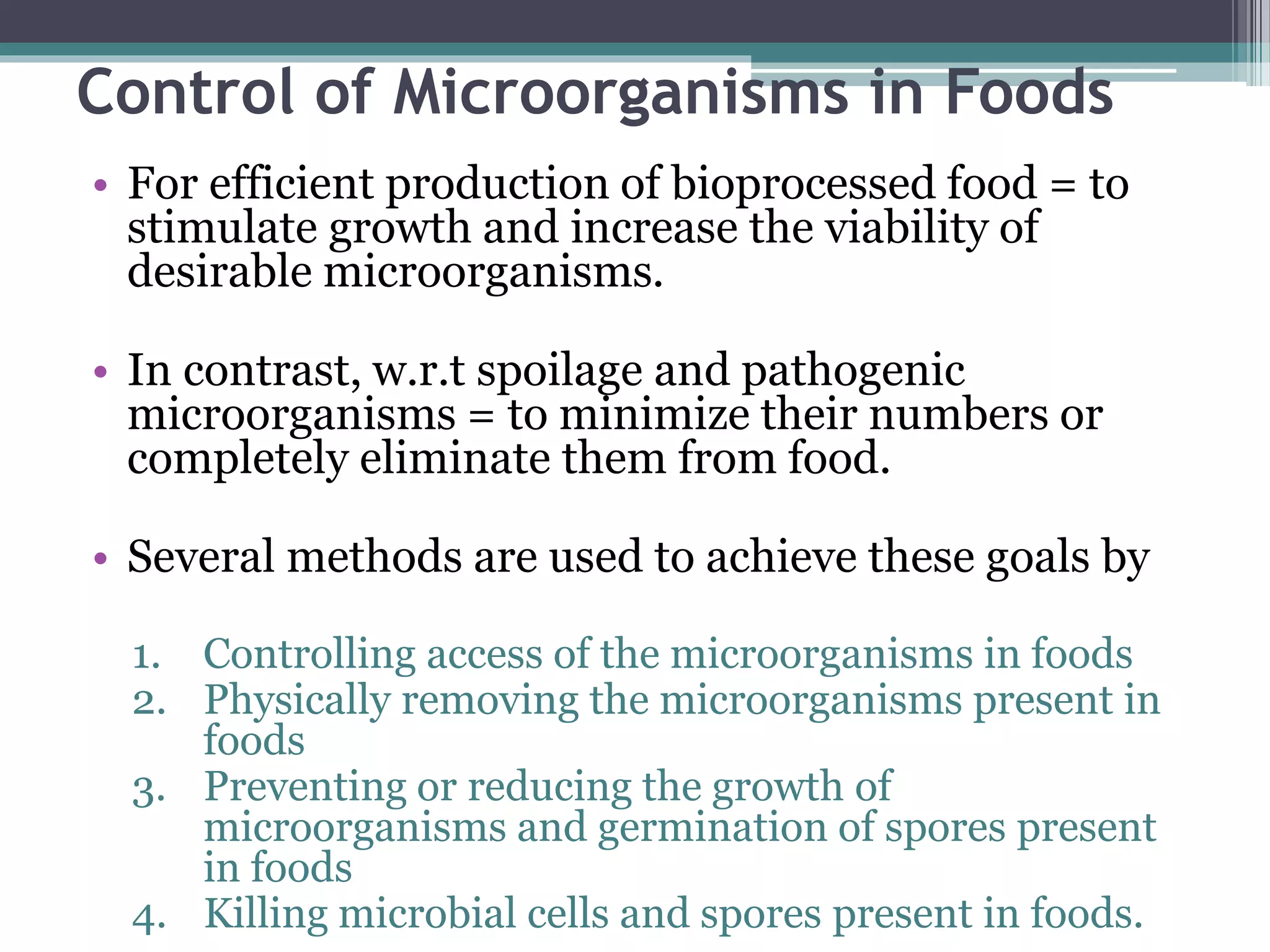 Control of microorganisms in foods | PPTX