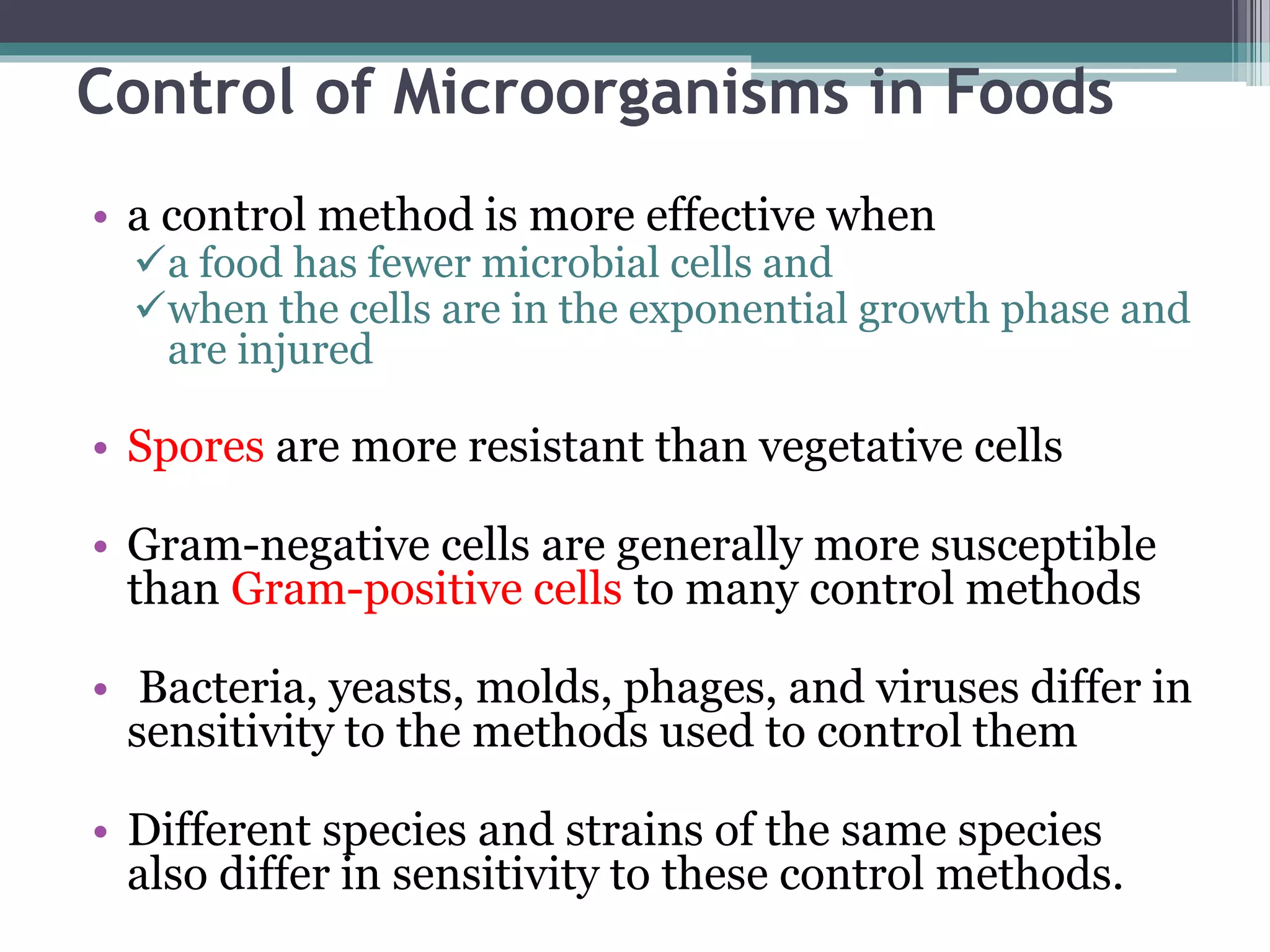 Control of microorganisms in foods | PPTX