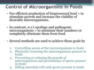 Control of microorganisms in foods | PPTX