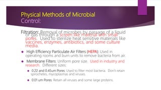 Control of microrganisms - Food Microbiology - Food Processing | PPTX