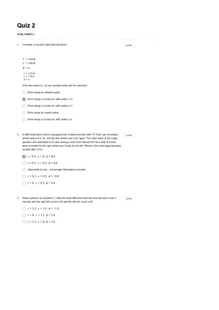 COURSERA Control of Mobile Robots QUESTIONS AND ANSWER | PDF