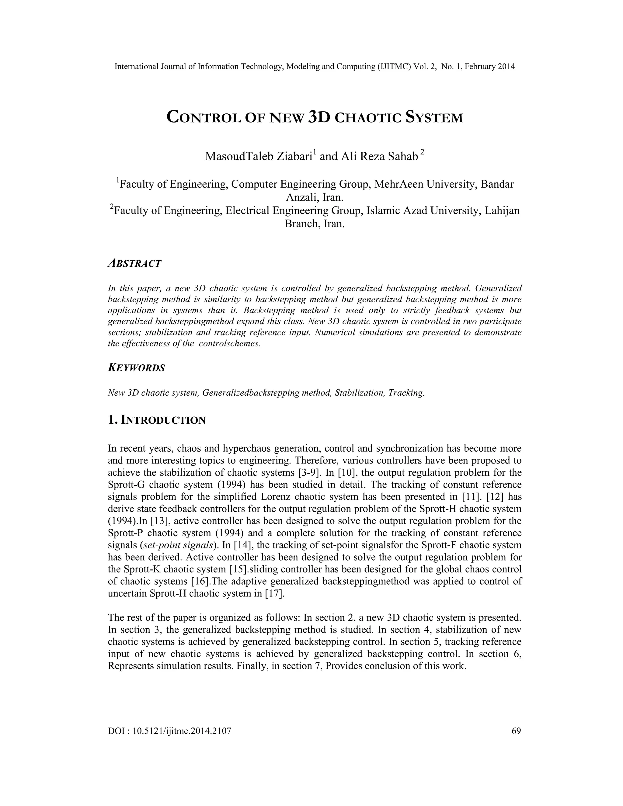 Control Of New 3 D Chaotic System Pdf